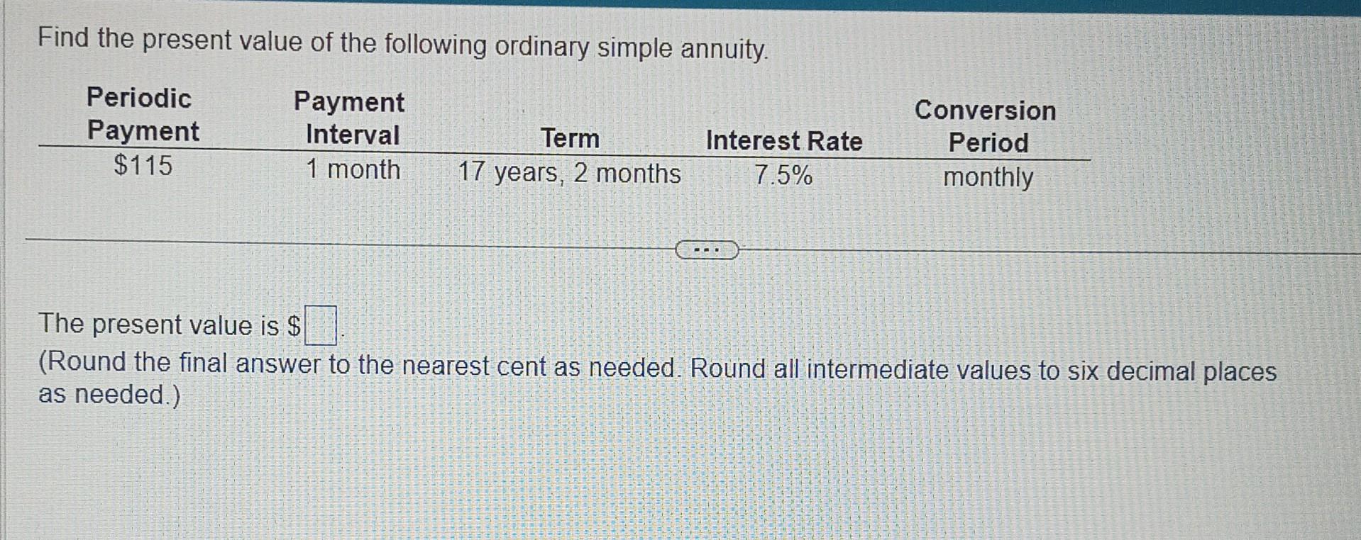 Solved Find the present value of the following ordinary | Chegg.com
