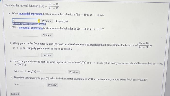 Solved onsider the rational function f(x)=2x−119x+19. a. | Chegg.com