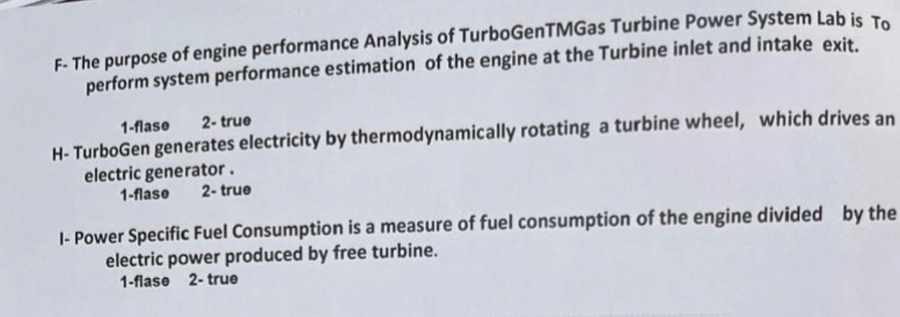 Solved F- ﻿The purpose of engine performance Analysis of | Chegg.com