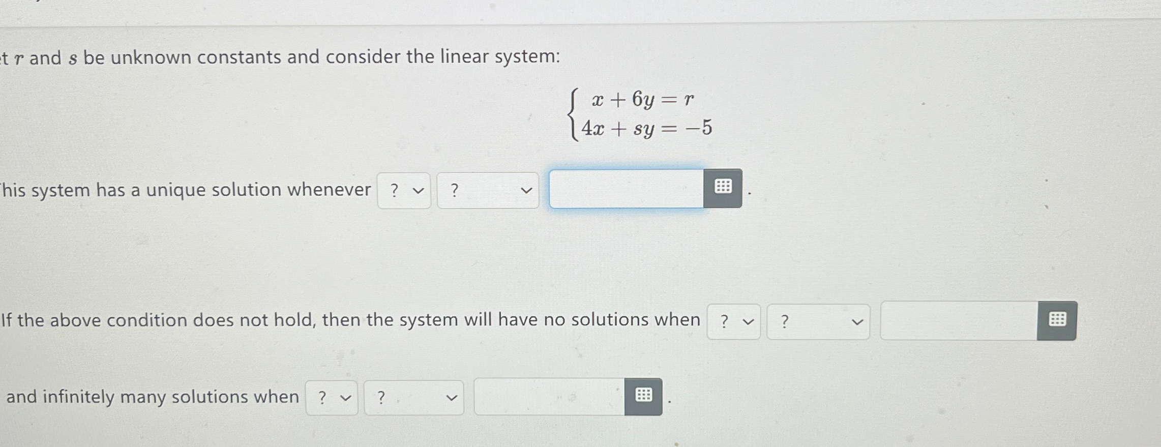 Solved t r ﻿and s ﻿be unknown constants and consider the | Chegg.com