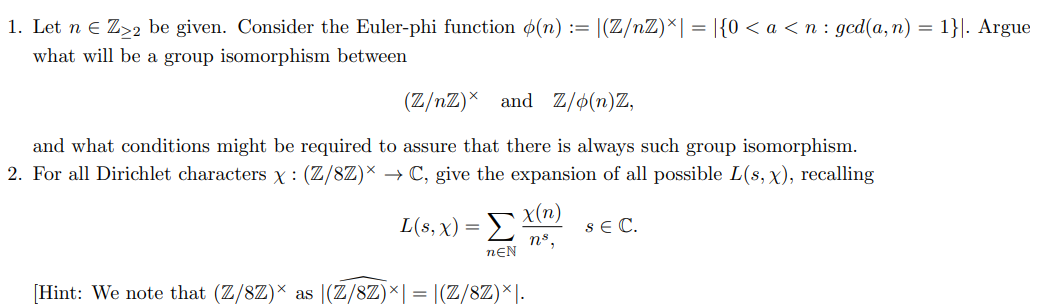 Solved Let ninZ?≥2 ﻿be given. Consider the Euler-phi | Chegg.com