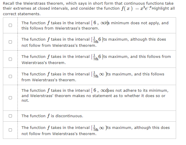 Solved Recall the Weierstrass theorem, which says in short | Chegg.com