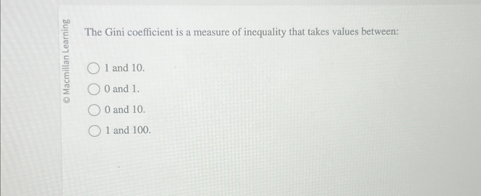 Solved The Gini Coefficient Is A Measure Of Inequality That