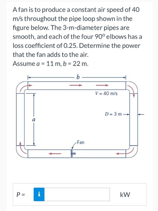 Solved A fan is to produce a constant air speed of 40 m/s | Chegg.com