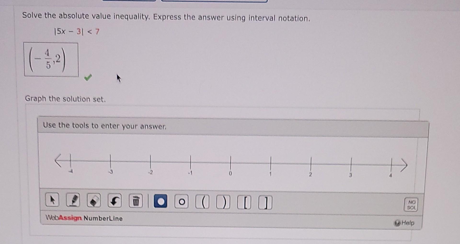 Solved Solve the absolute value inequality. Express the | Chegg.com