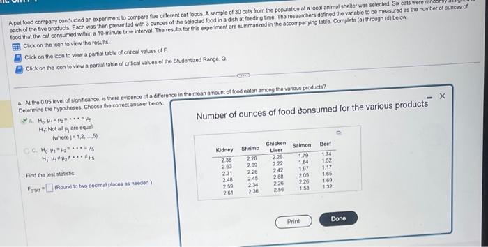 Solved A pet food company conducted an experiment to compare | Chegg.com