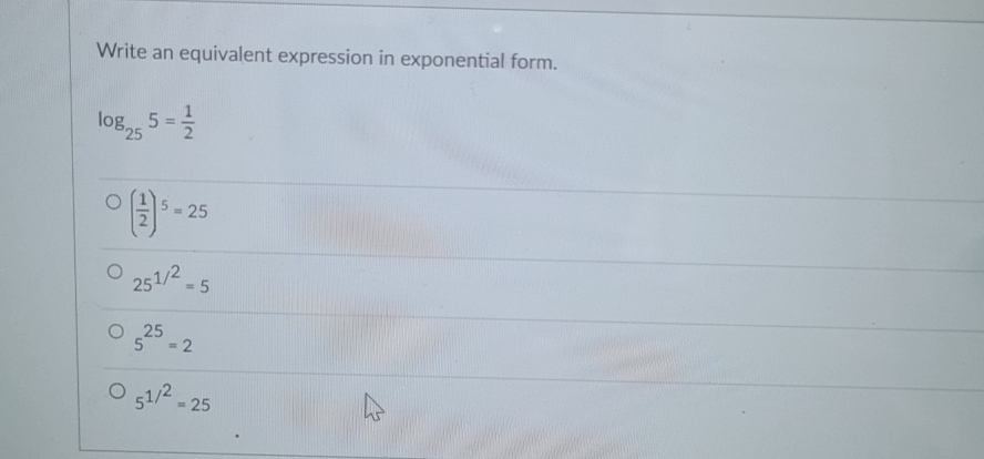 Solved Write an equivalent expression in exponential | Chegg.com