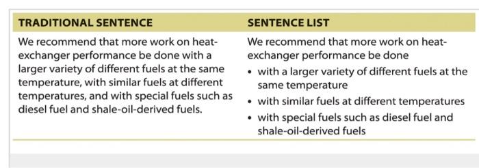 Solved TRADITIONAL SENTENCE SENTENCE LIST We recommend that | Chegg.com