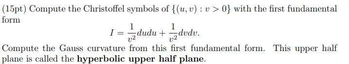 Solved 15pt ﻿compute The Christoffel Symbols Of
