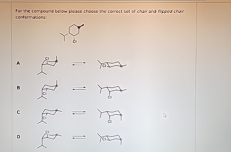 Solved For the compound below please choose the correct set | Chegg.com