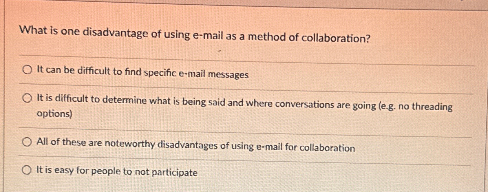 Solved What is one disadvantage of using e-mail as a method | Chegg.com