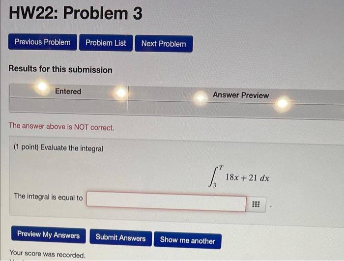Solved HW22: Problem 3 Previous Problem Problem List Next | Chegg.com