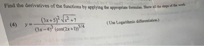 Solved Find the derivatives of the functions by applying the | Chegg.com