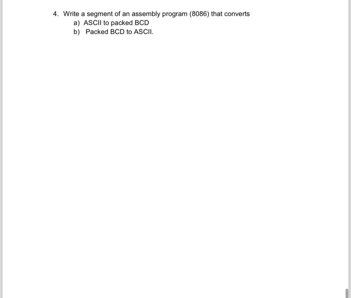 Solved Write a segment of an assembly program (8086) ﻿that | Chegg.com