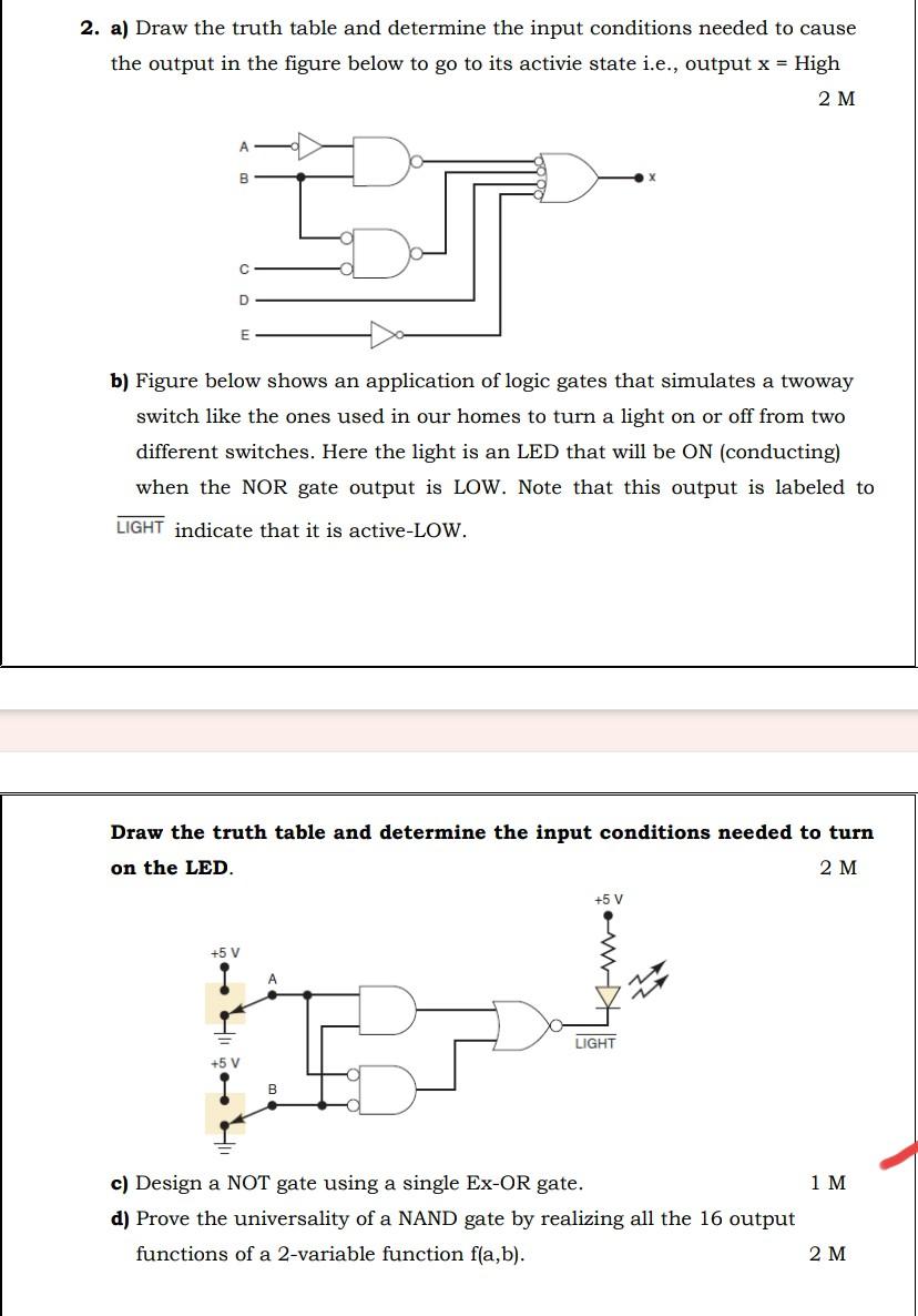 Solved 2. a) Draw the truth table and determine the input | Chegg.com