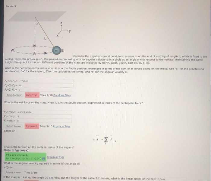 Solved Points: 5 w mE Consider the depicted conical | Chegg.com