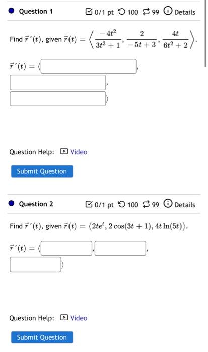 Solved Find r′(t), given r(t)= 3t3+1−4t2,−5t+32,6t2+24t | Chegg.com