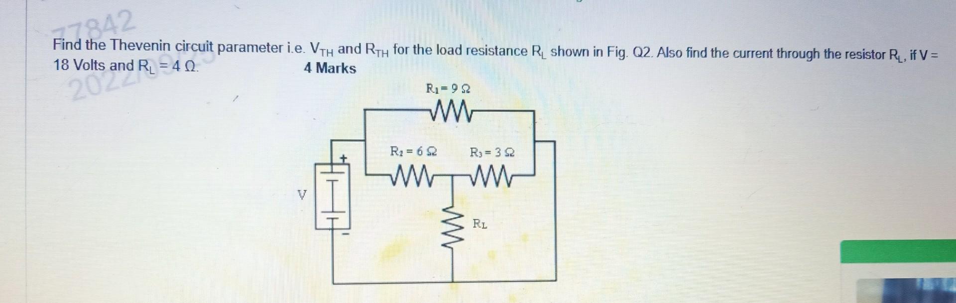 Solved Find the Thevenin circuit parameter i.e. VTH and RTH | Chegg.com