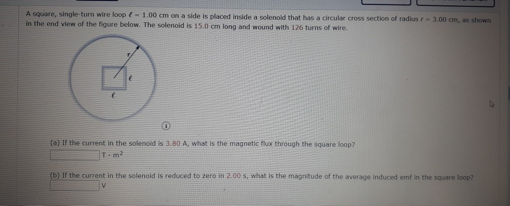 Solved A square, single-turn wire loop l = 1.00 cm on a side | Chegg.com