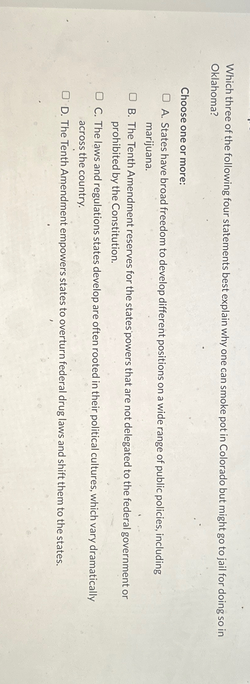 Solved Which three of the following four statements best | Chegg.com