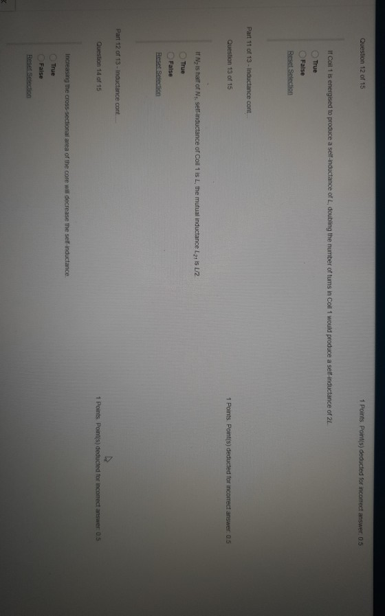 Solved Question 12 of 15 1 Points Point(s) deducted for | Chegg.com