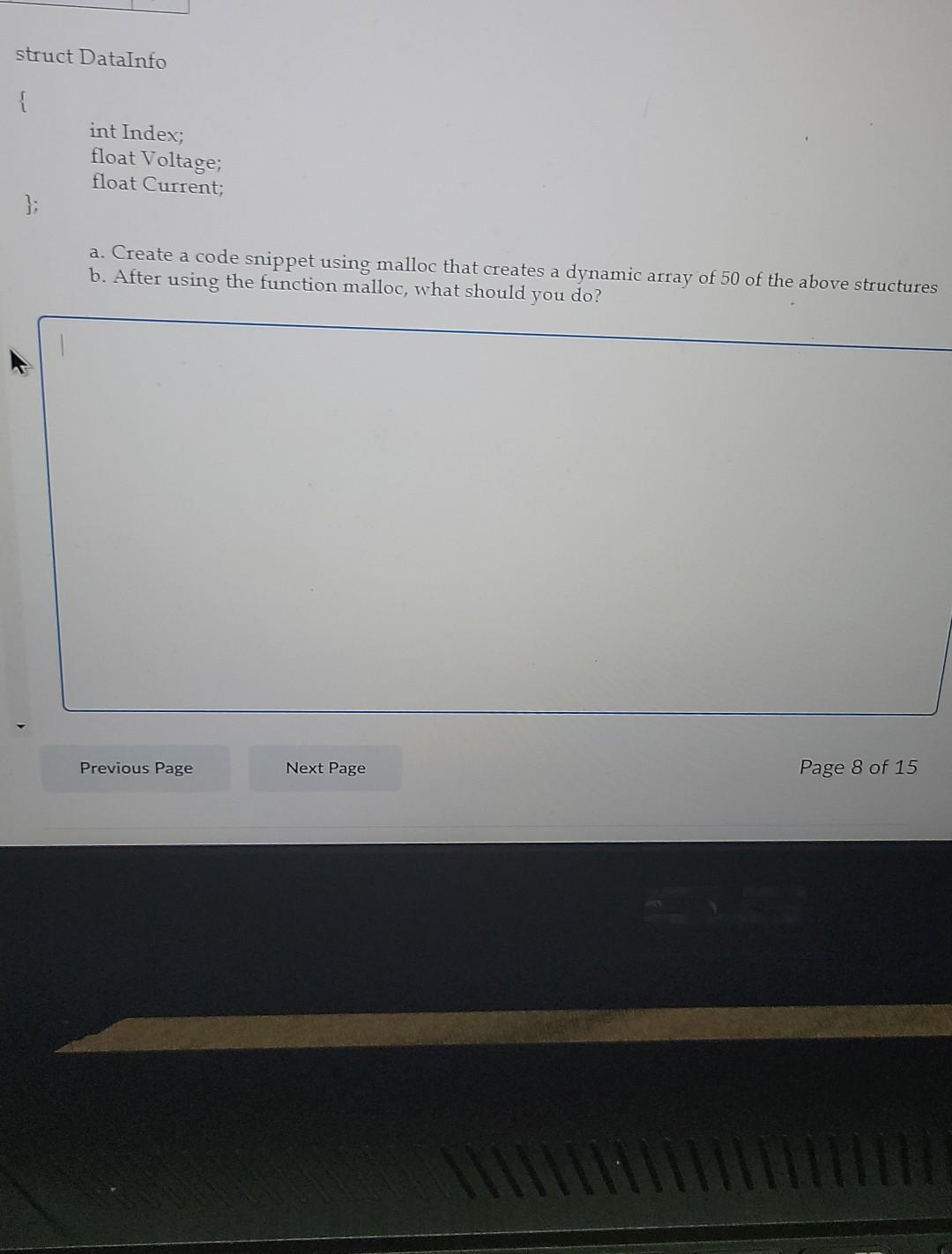 Solved struct DataInfo { int Index; float Voltage; float | Chegg.com