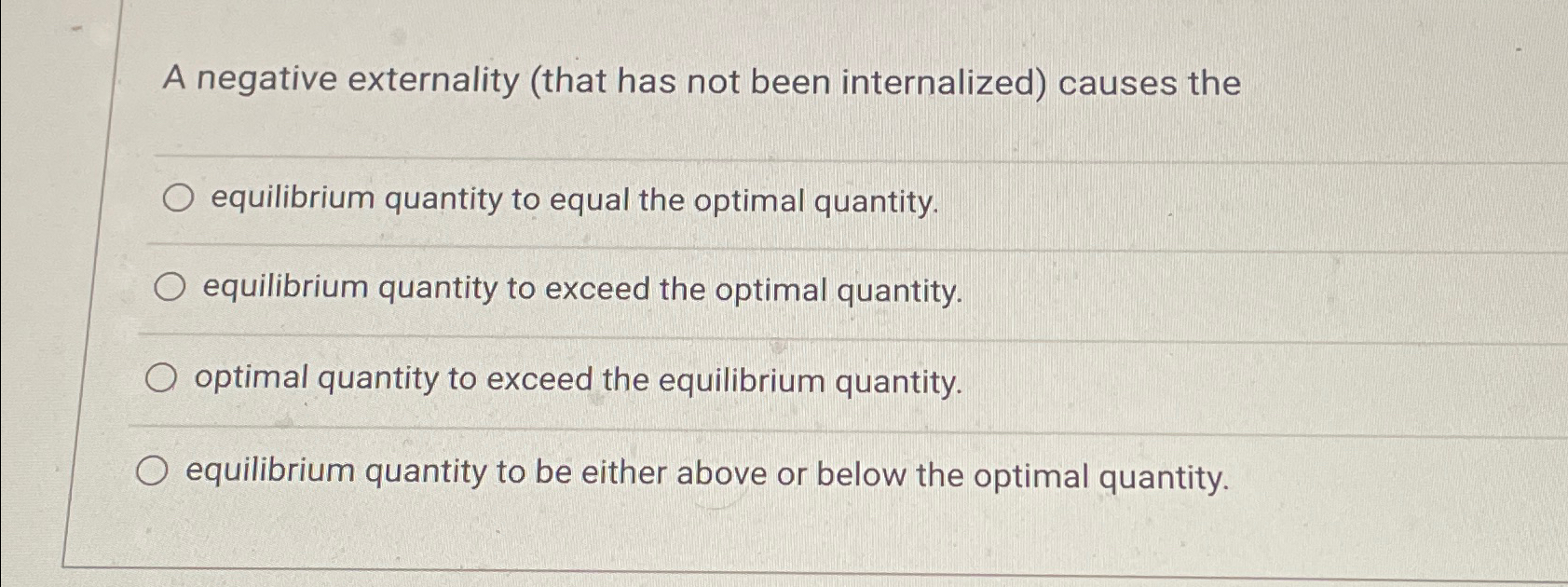 Solved A negative externality (that has not been | Chegg.com
