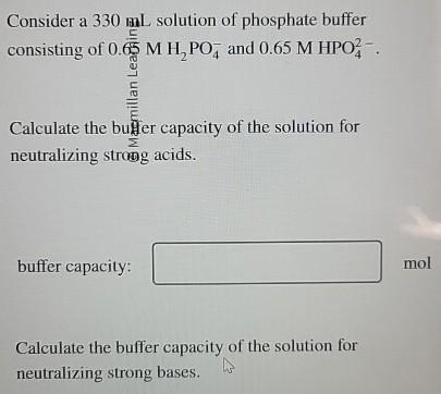 Solved Consider a 330mL ﻿solution of phosphate buffer | Chegg.com