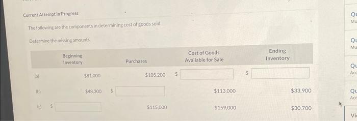Solved The following sre the components in determining cost | Chegg.com