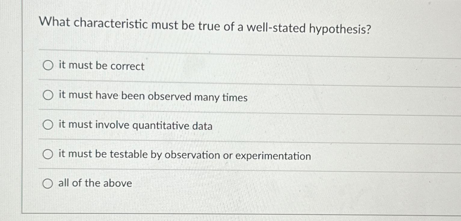 Solved What characteristic must be true of a well-stated | Chegg.com