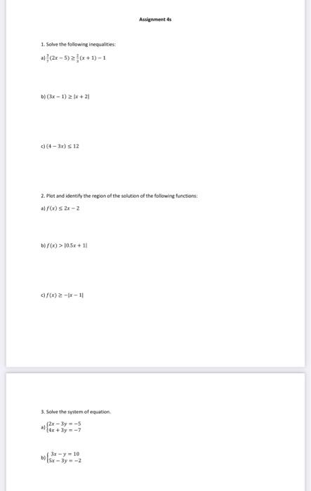 Solved 1. Solve the following inequal ties: a] | Chegg.com