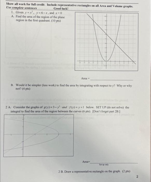 Solved Show all work for full credit. Include representative | Chegg.com