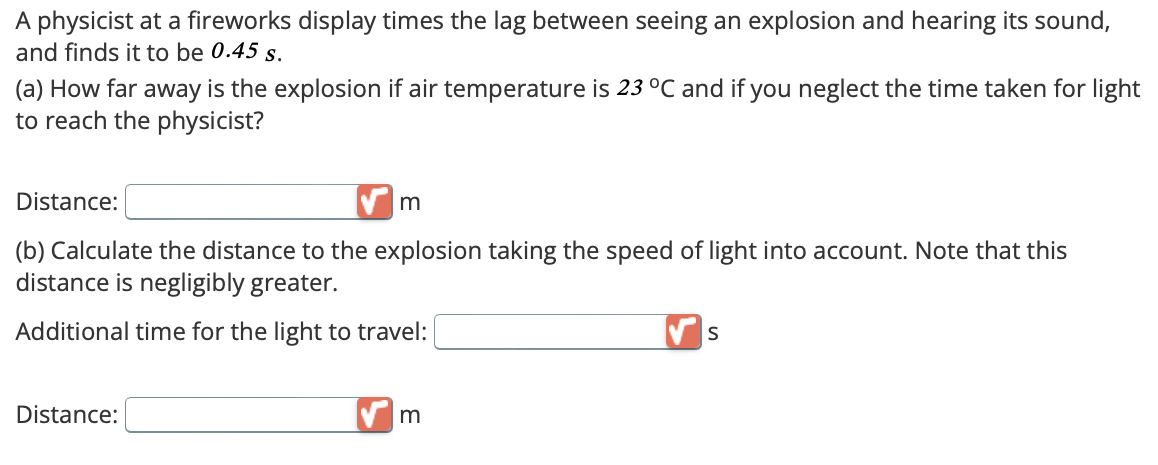 Solved A physicist at a fireworks display times the lag | Chegg.com