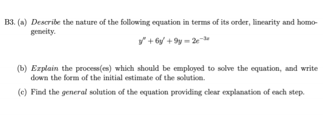 Solved B3. (a) Describe the nature of the following equation | Chegg.com