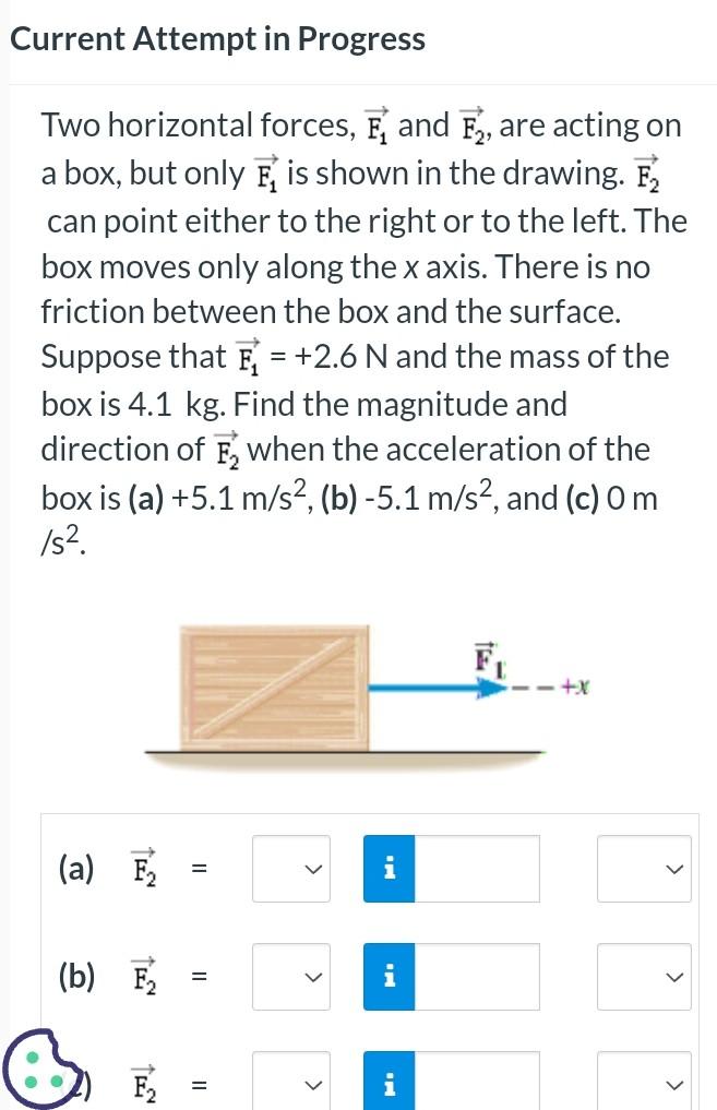 Solved Two horizontal forces, F1 and F2, are acting on a | Chegg.com
