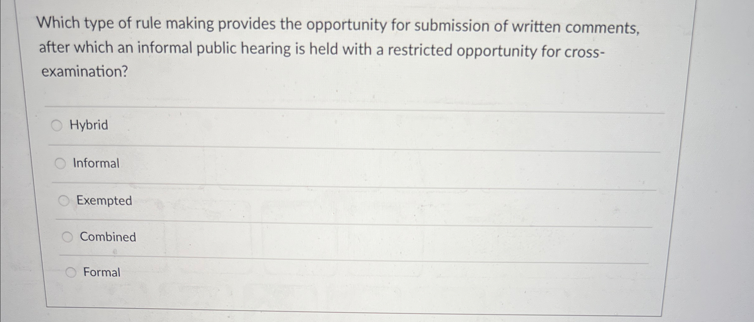 Solved Which type of rule making provides the opportunity | Chegg.com