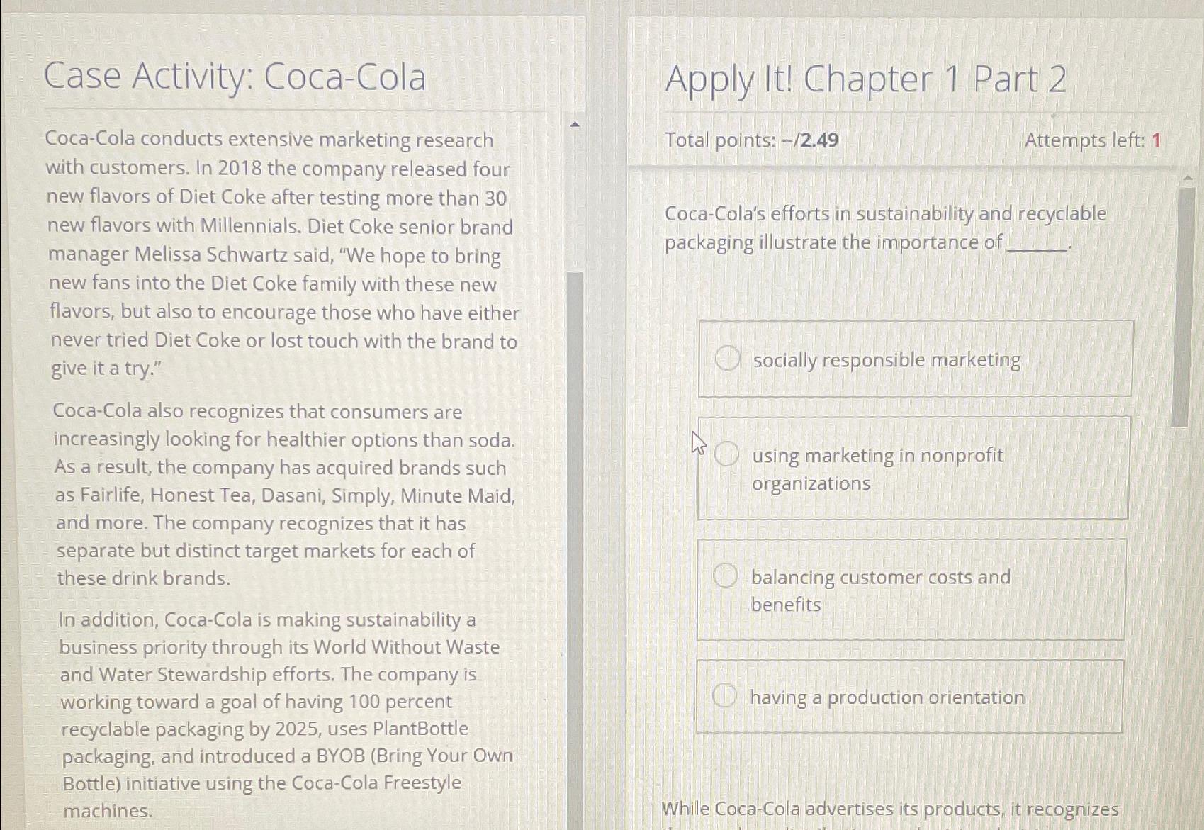 Solved Case Activity: Coca-ColaCoca-Cola conducts extensive | Chegg.com
