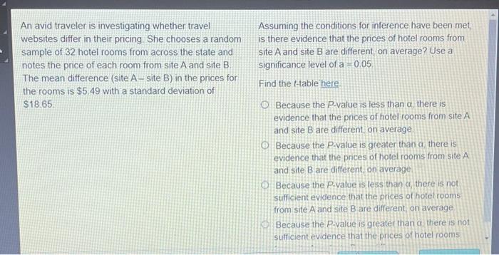 Solved An avid traveler is investigating whether travel_ | Chegg.com