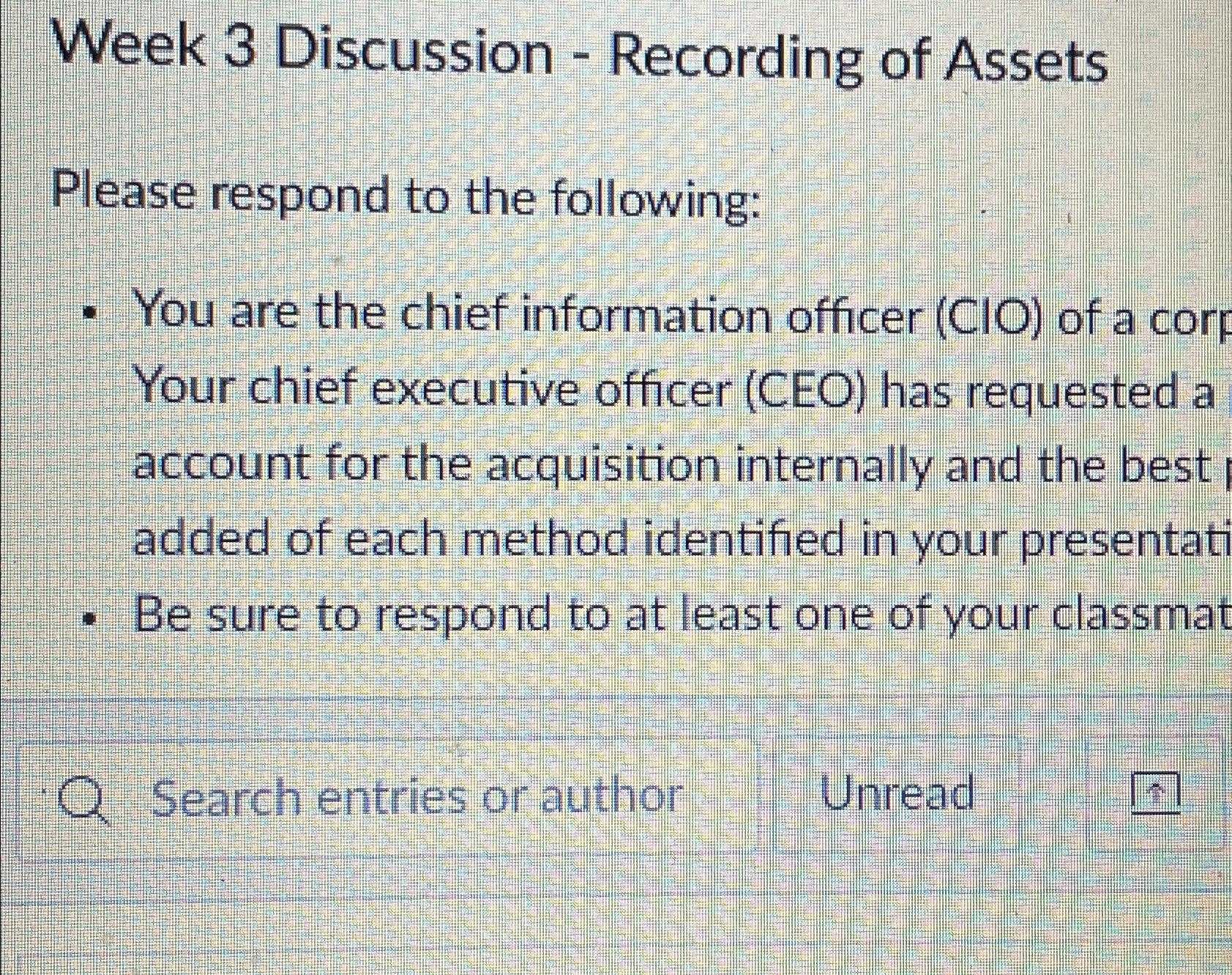 Solved Week 3 Discussion - Recording of Assets\\nPlease | Chegg.com