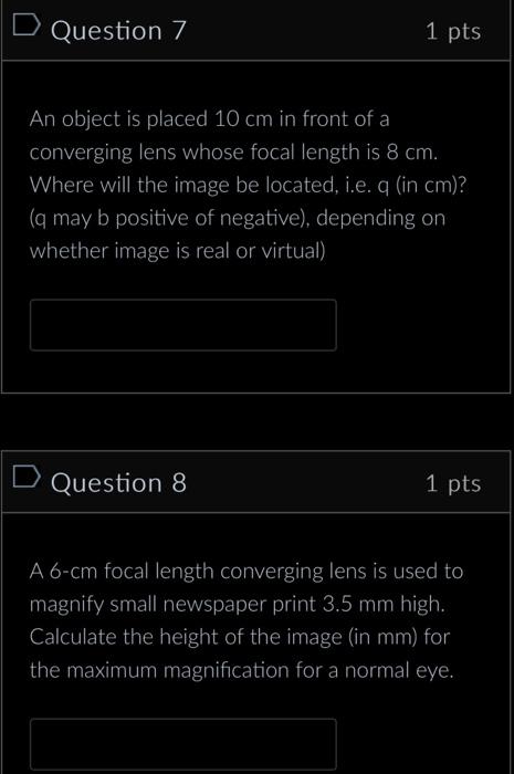Solved An object is placed 10 cm in front of a converging | Chegg.com