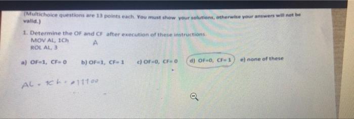 Solved (Multichoice questions are 11 points each. You must | Chegg.com