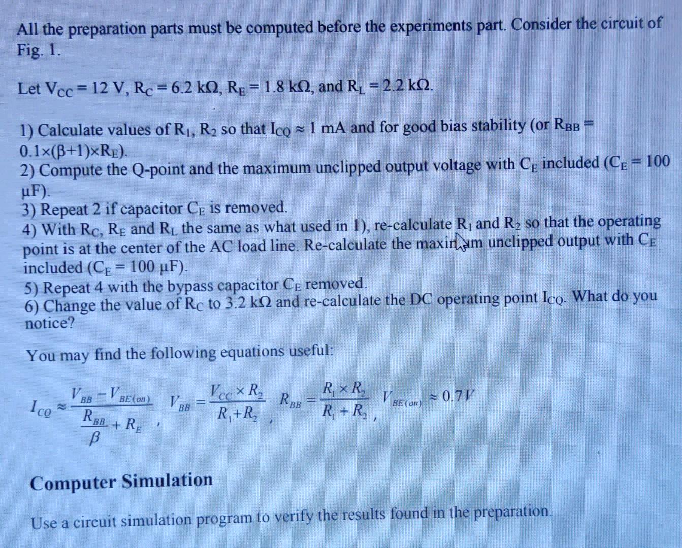 Solved All the preparation parts must be computed before the | Chegg.com
