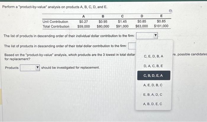 Solved Perform a "product-by-value" analysis on products A, | Chegg.com