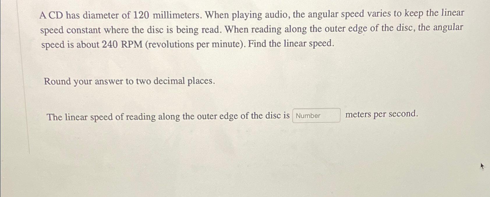 Solved ACD has diameter of 120 ﻿millimeters. When playing | Chegg.com