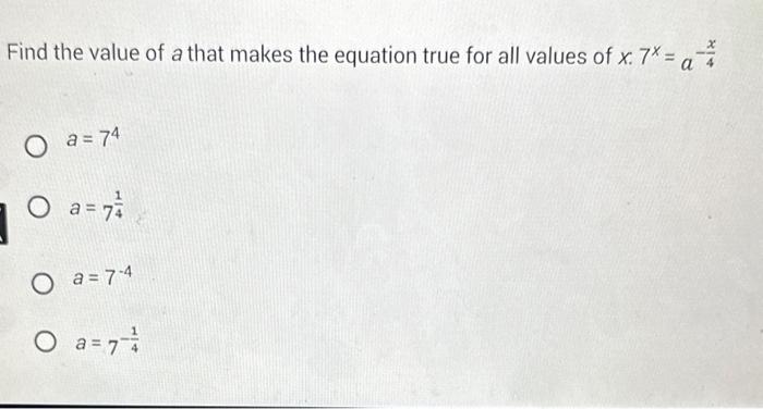 Solved Find the value of a that makes the equation true for | Chegg.com