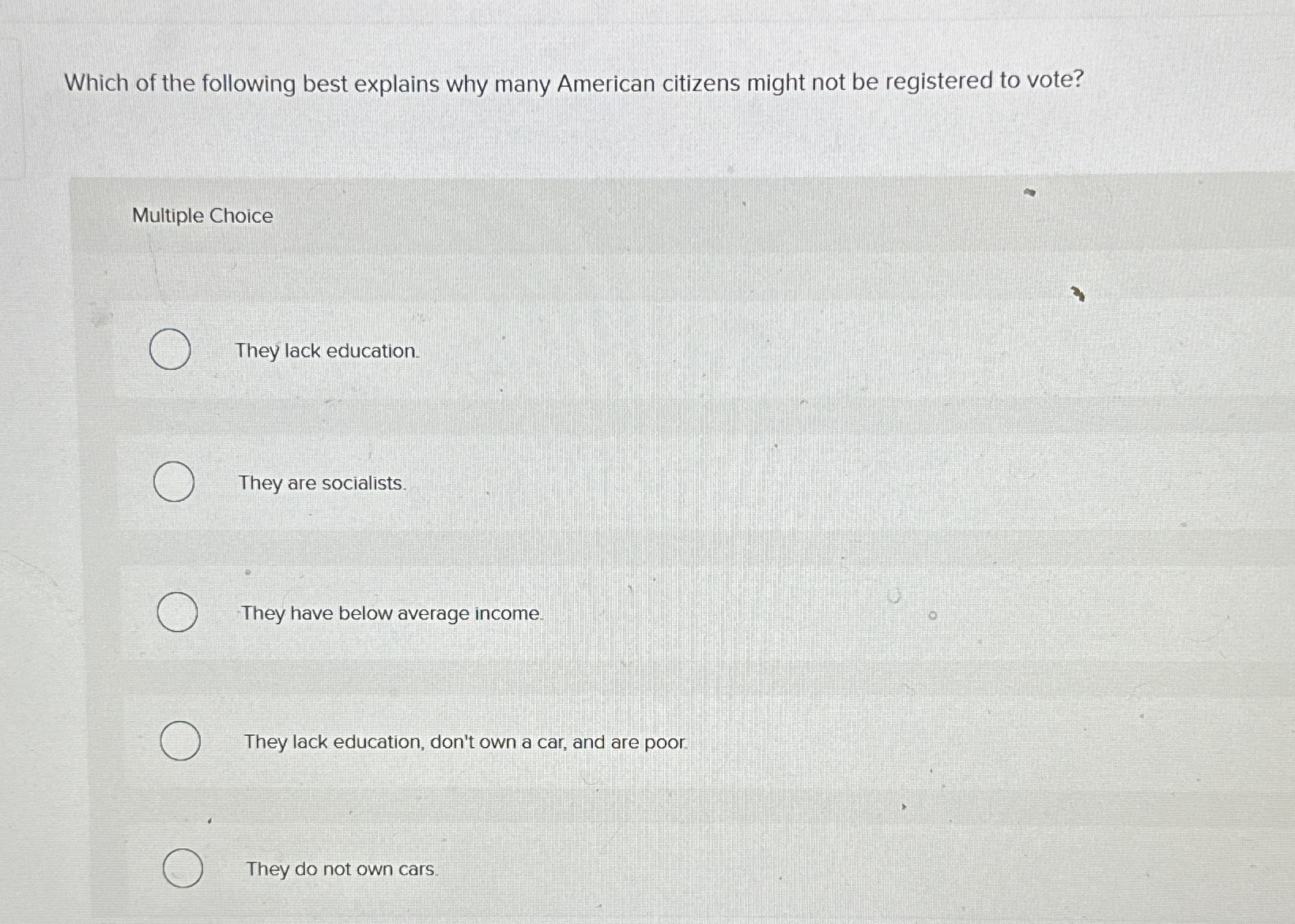 Solved Which of the following best explains why many | Chegg.com