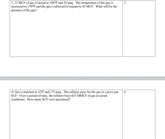 Solved 3. 3. 15 MCF of gas is stored at 100°F and 25 psig. | Chegg.com