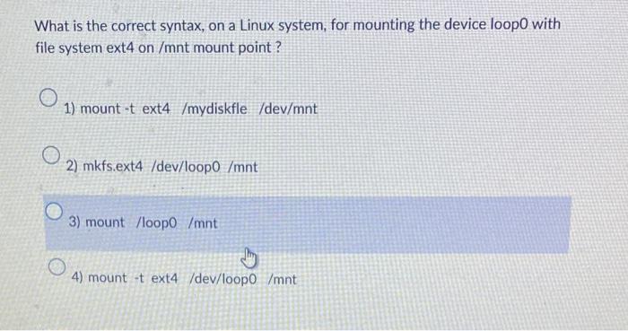 Solved What is the correct syntax, on a Linux system, for | Chegg.com
