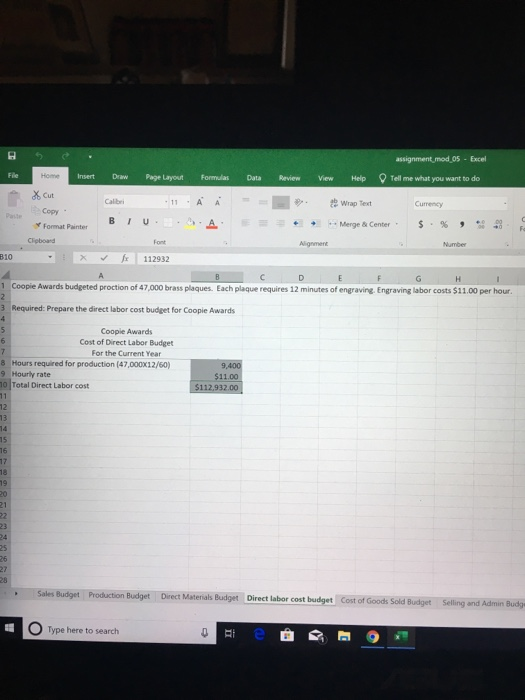 Solved assignment mod 05 Excel Home Insert Draw Page Layout | Chegg.com