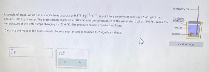 Solved A sample of brass, which has a specific heat capacity | Chegg.com